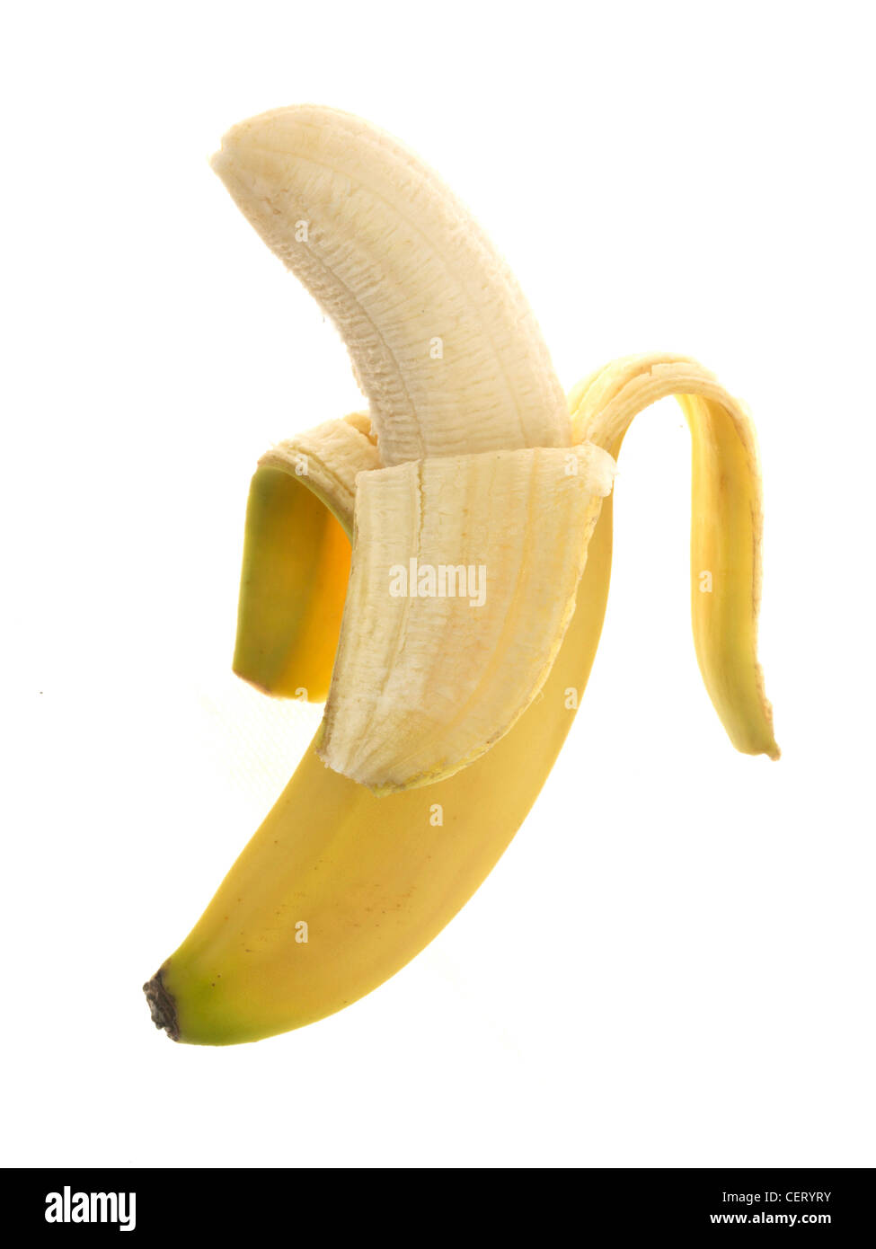 Single Ripe Healthy Tropical Yellow Banana Fruit Isolated Against A ...