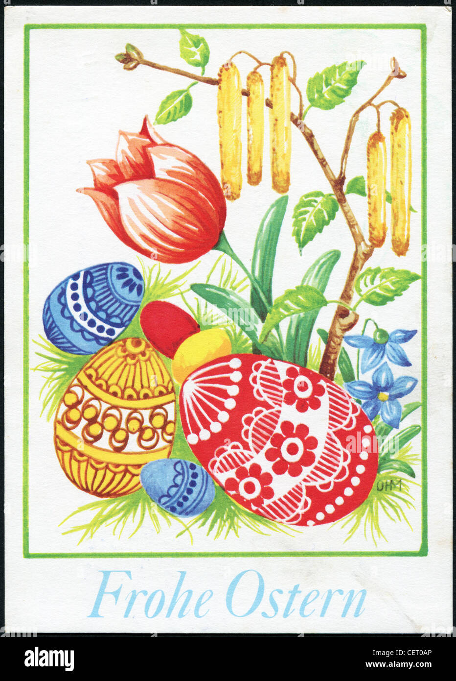 GERMANY - CIRCA 1979: Postcard printed in the GDR, shows Easter eggs ...