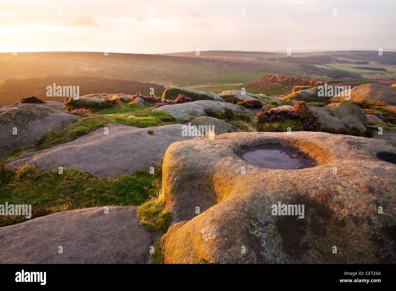 Higger Tor at first light on a summers morning in the Peak District ...