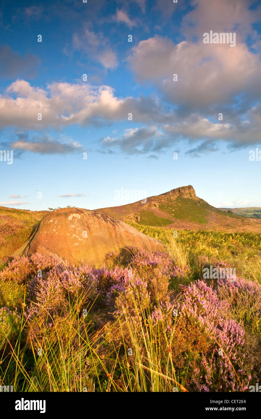 The Roaches, a wind-carved outcrop of gritstone rocks, illuminated by ...