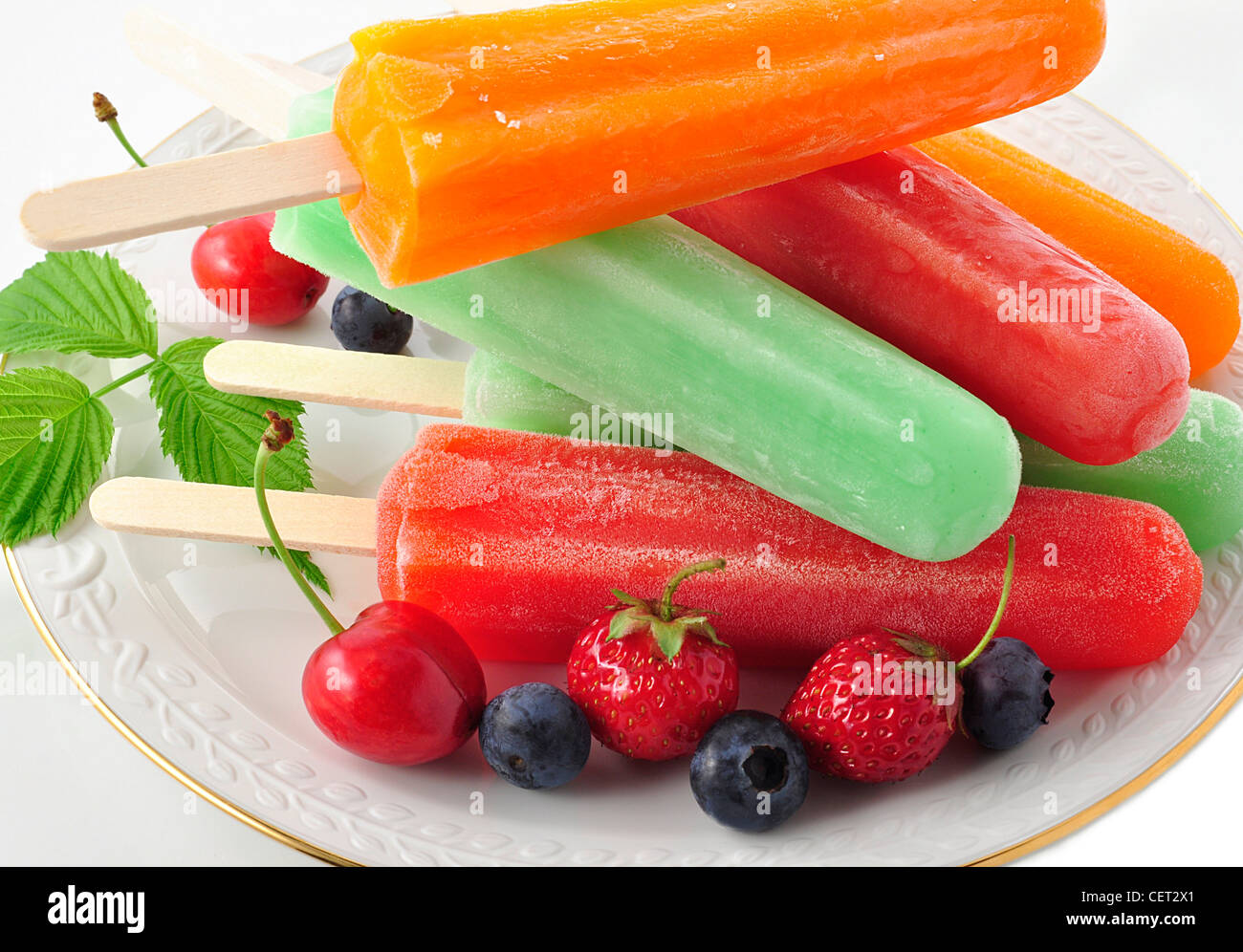 colorful ice cream pops , close up Stock Photo - Alamy