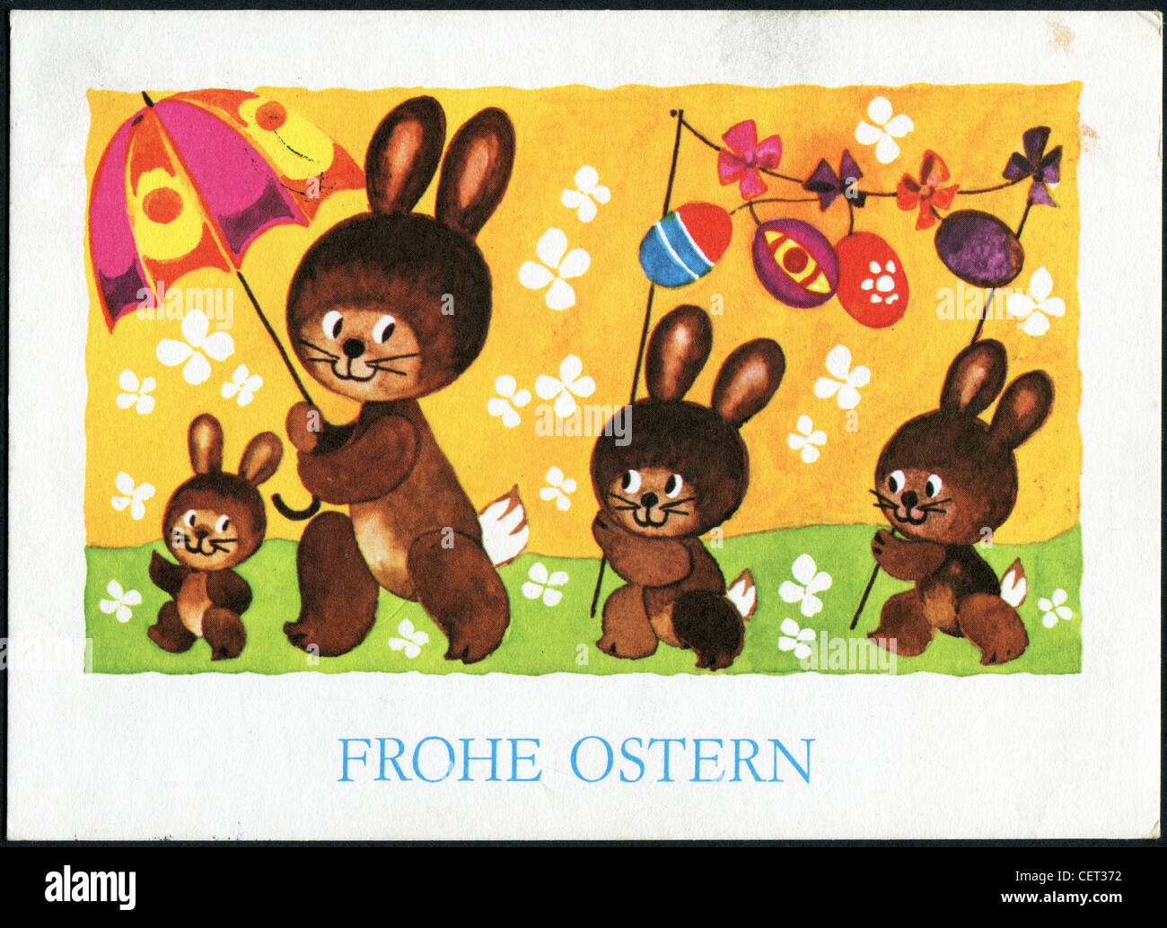 GERMANY - CIRCA 1980: Postcard printed in the GDR, shows rabbits and ...