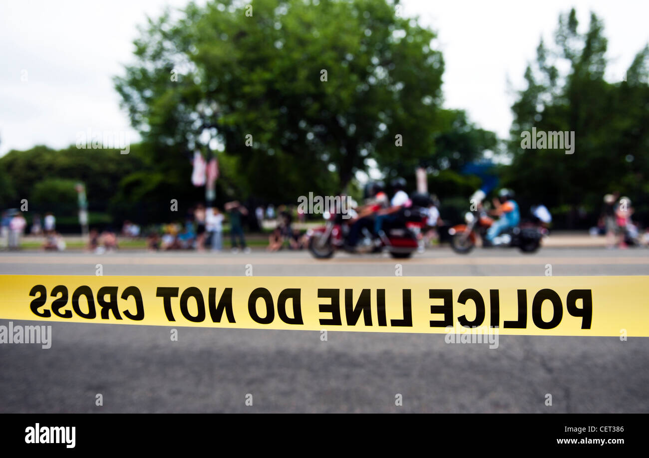 Police Line Do Not Cross, Police tape in downtown Washington DC with ...
