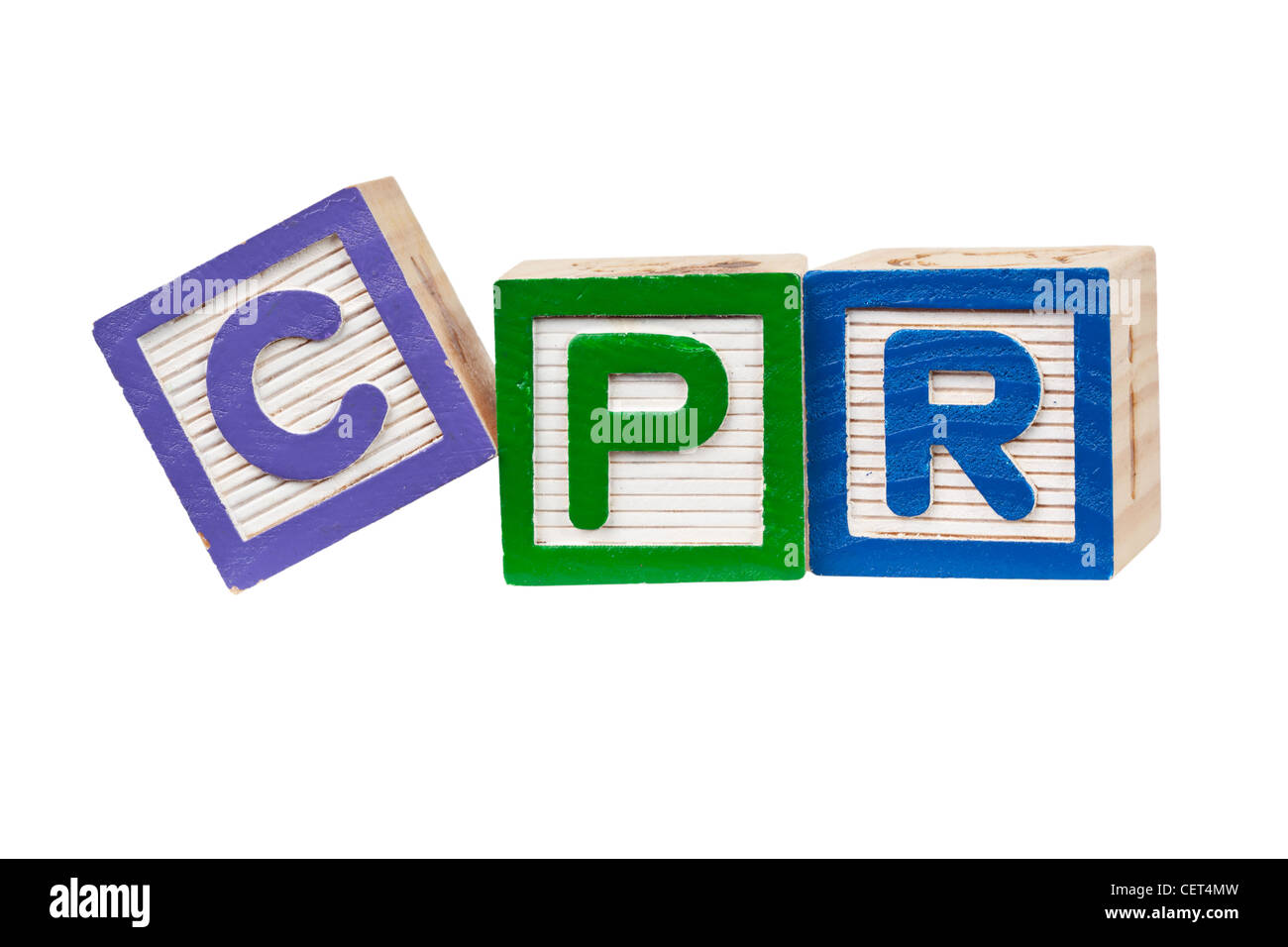 Wooden blocks forming the letters CPR isolated on white background ...