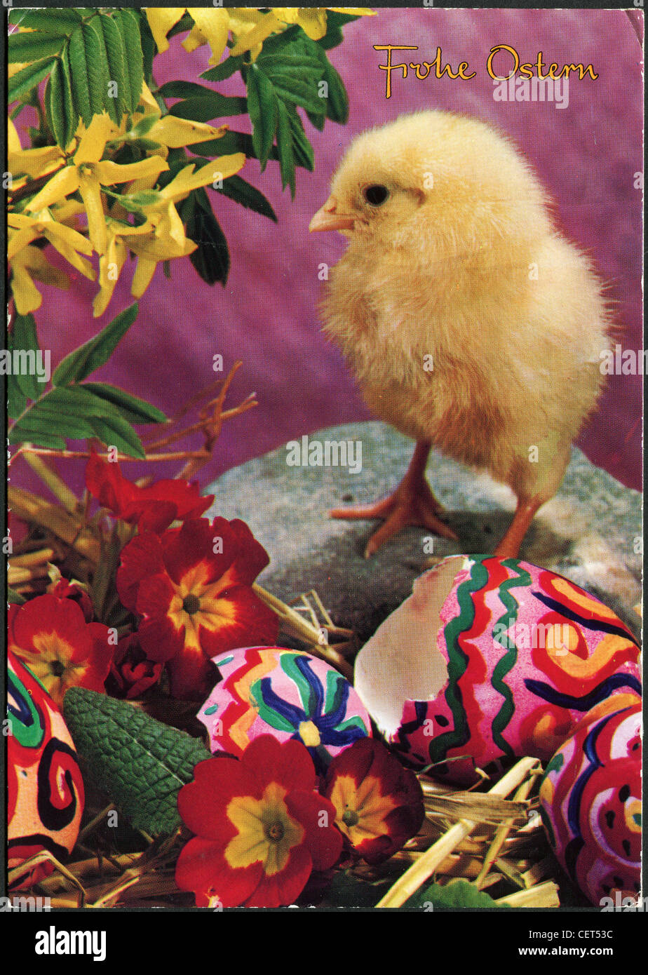 Easter postcard printed in Germany, shows a decorative Easter eggs ...