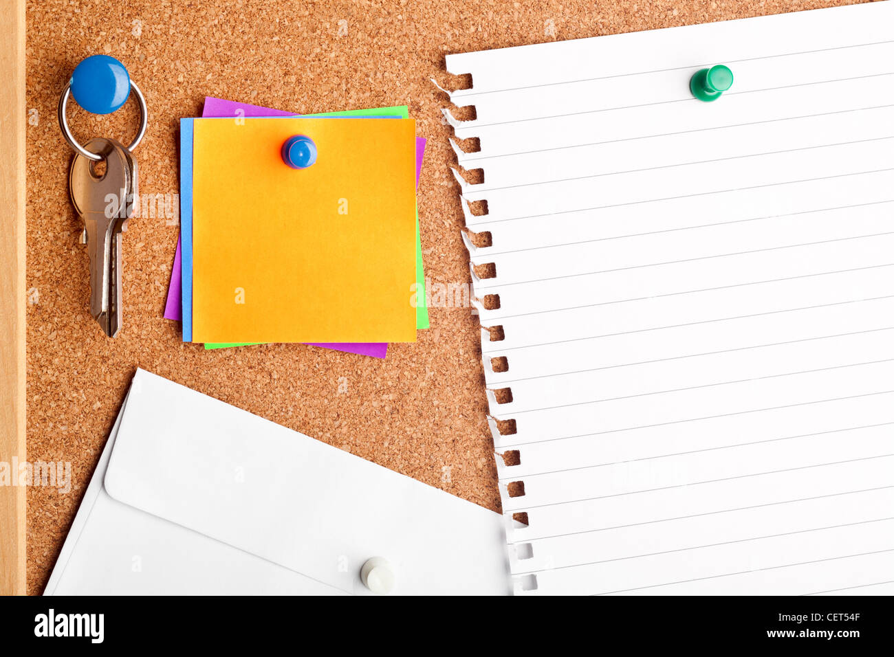 Section of a notice board filled with empty notes and paper Stock Photo ...