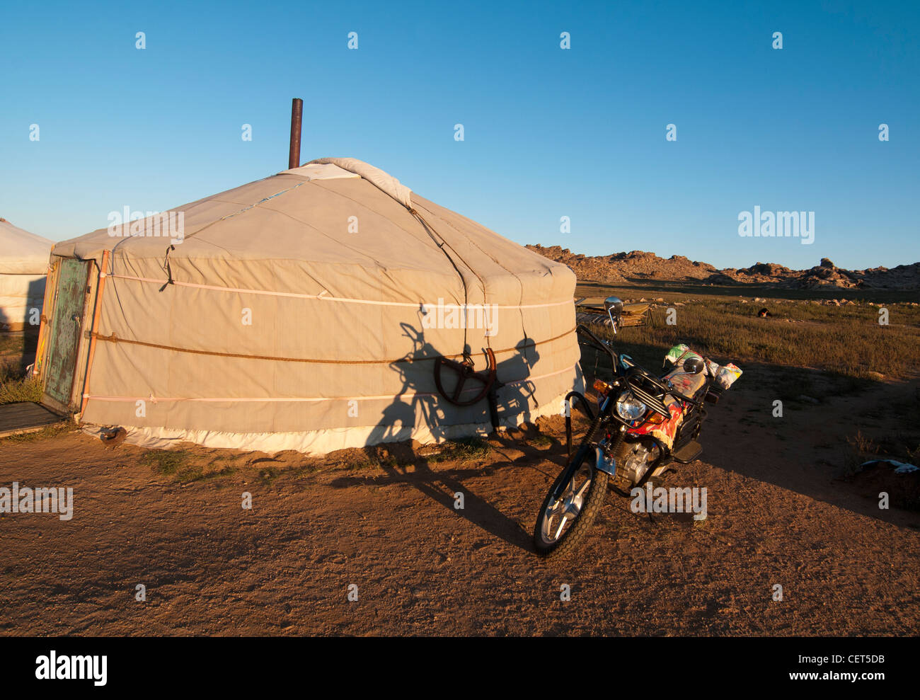 nomadic ger at sunrise in the Gobi Desert of Mongolia Stock Photo - Alamy