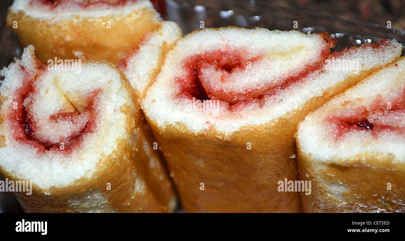 Jam Rolls sponge cakes Stock Photo - Alamy