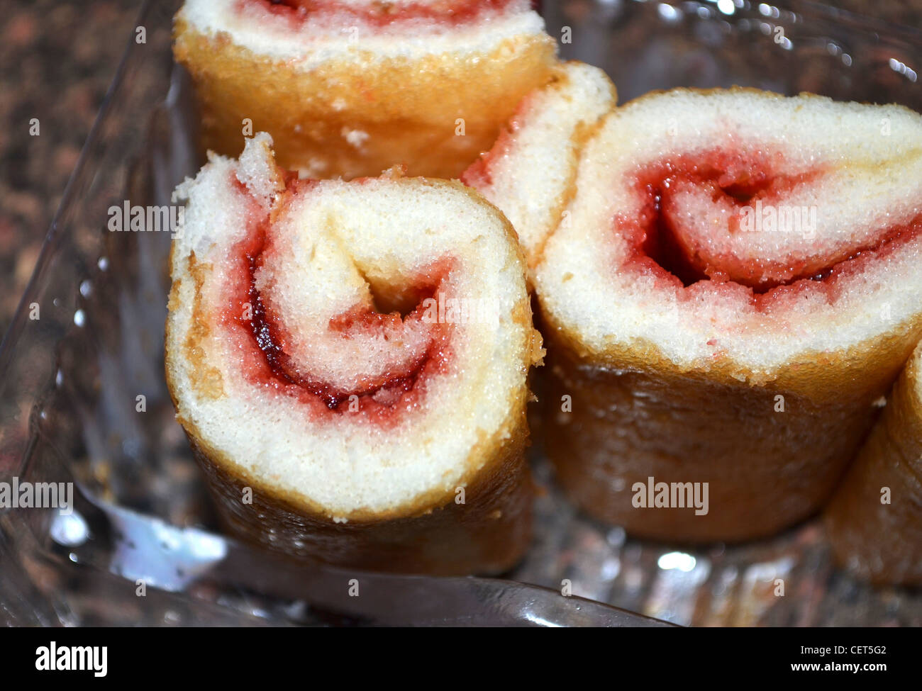 Jam Rolls sponge cakes Stock Photo - Alamy