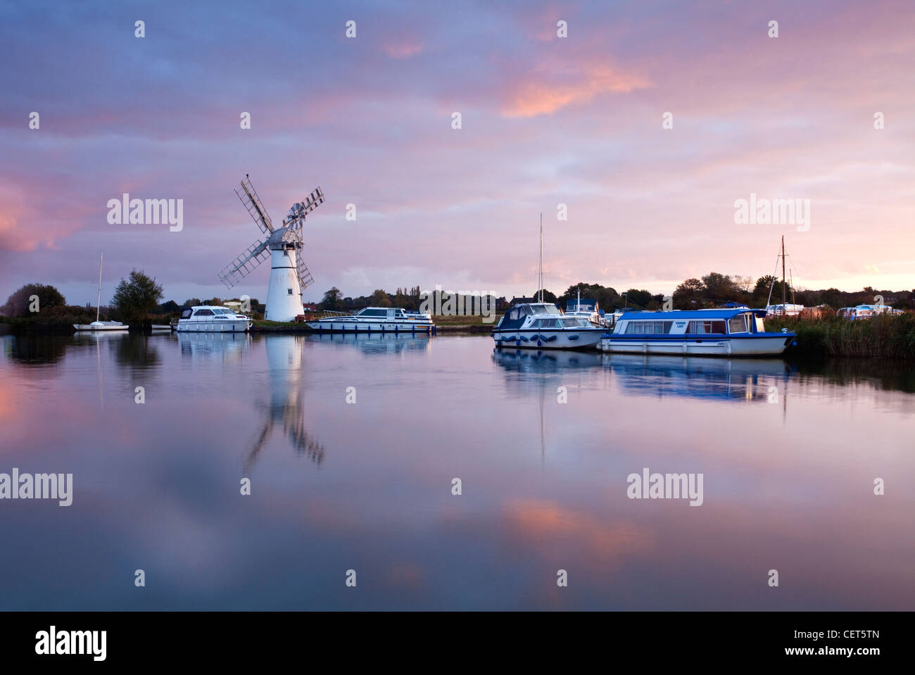 Thurne Mill at fist light on the Norfolk Broads Stock Photo - Alamy