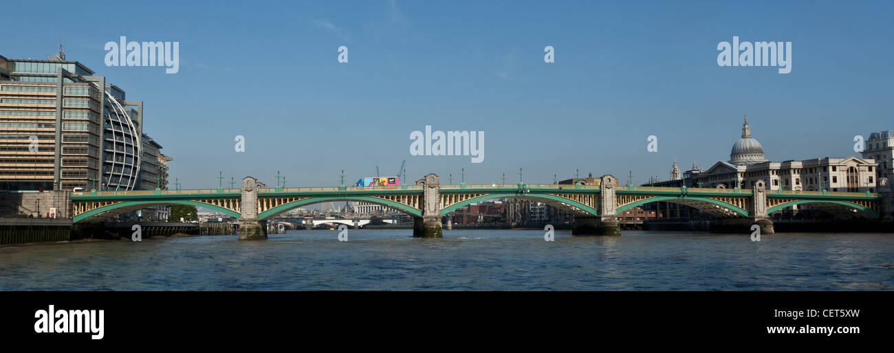 Southwark Bridge over the River Thames, a road bridge photographed from ...
