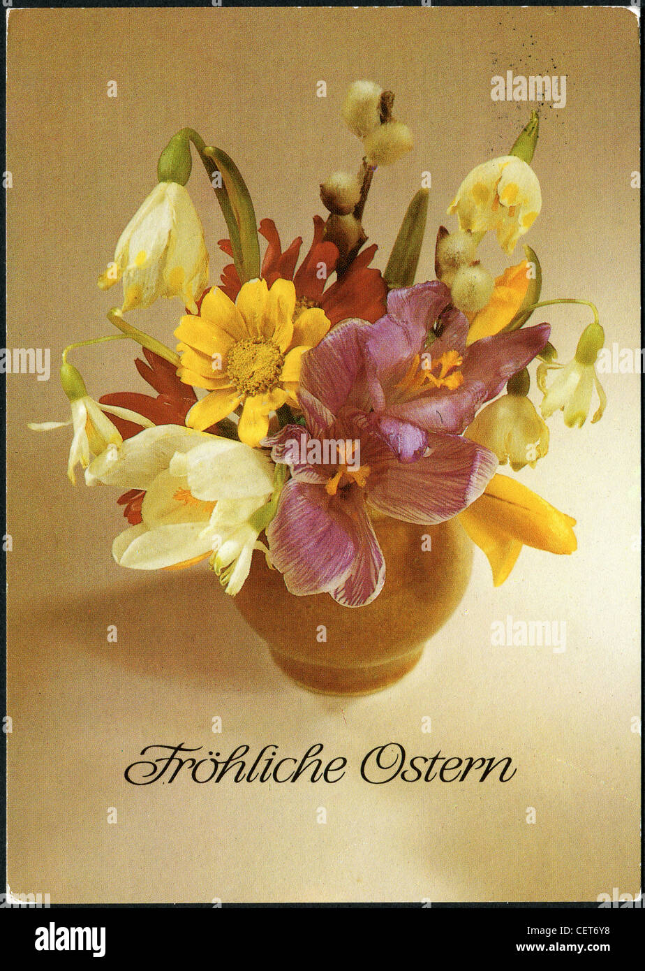 GERMANY-CIRCA 1989: Easter postcard printed in the GDR, shows the ...