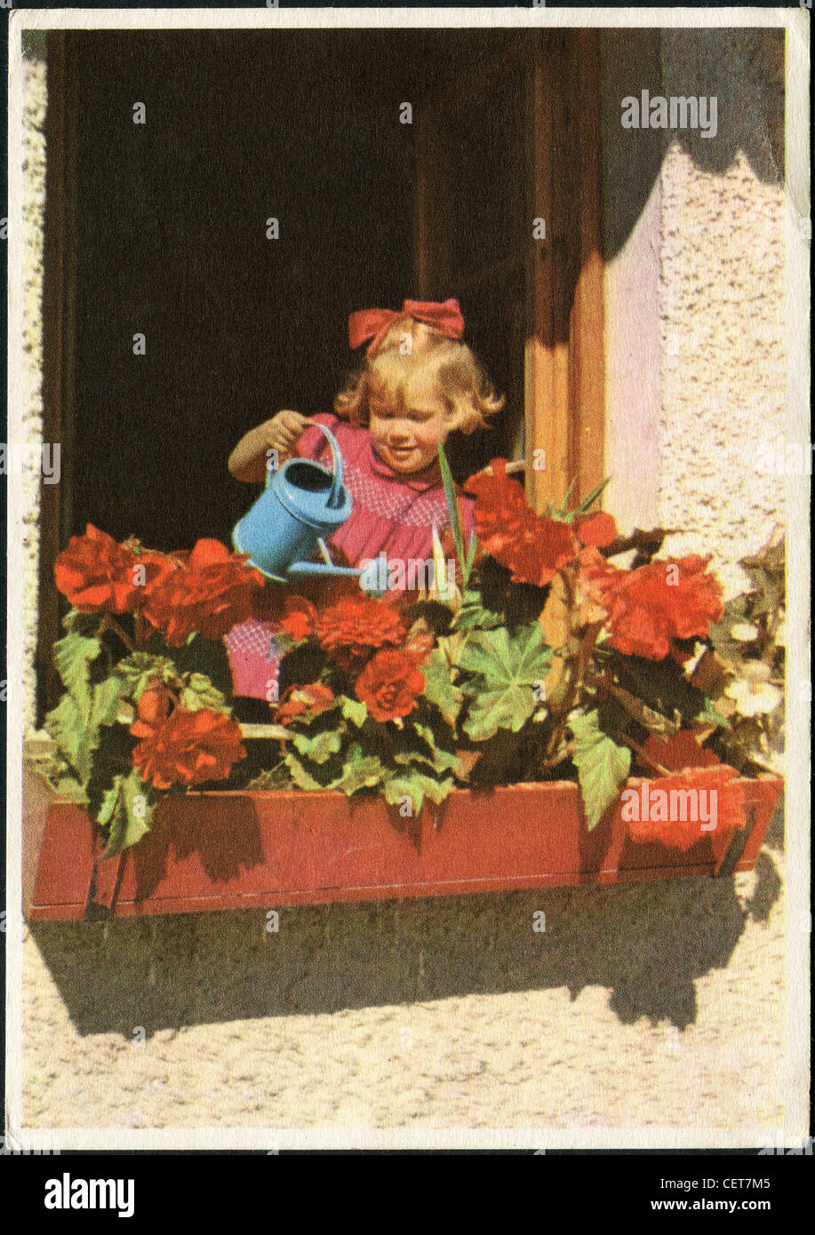 AUSTRIA - CIRCA 1955: Easter postcard printed in Austria, shows a ...