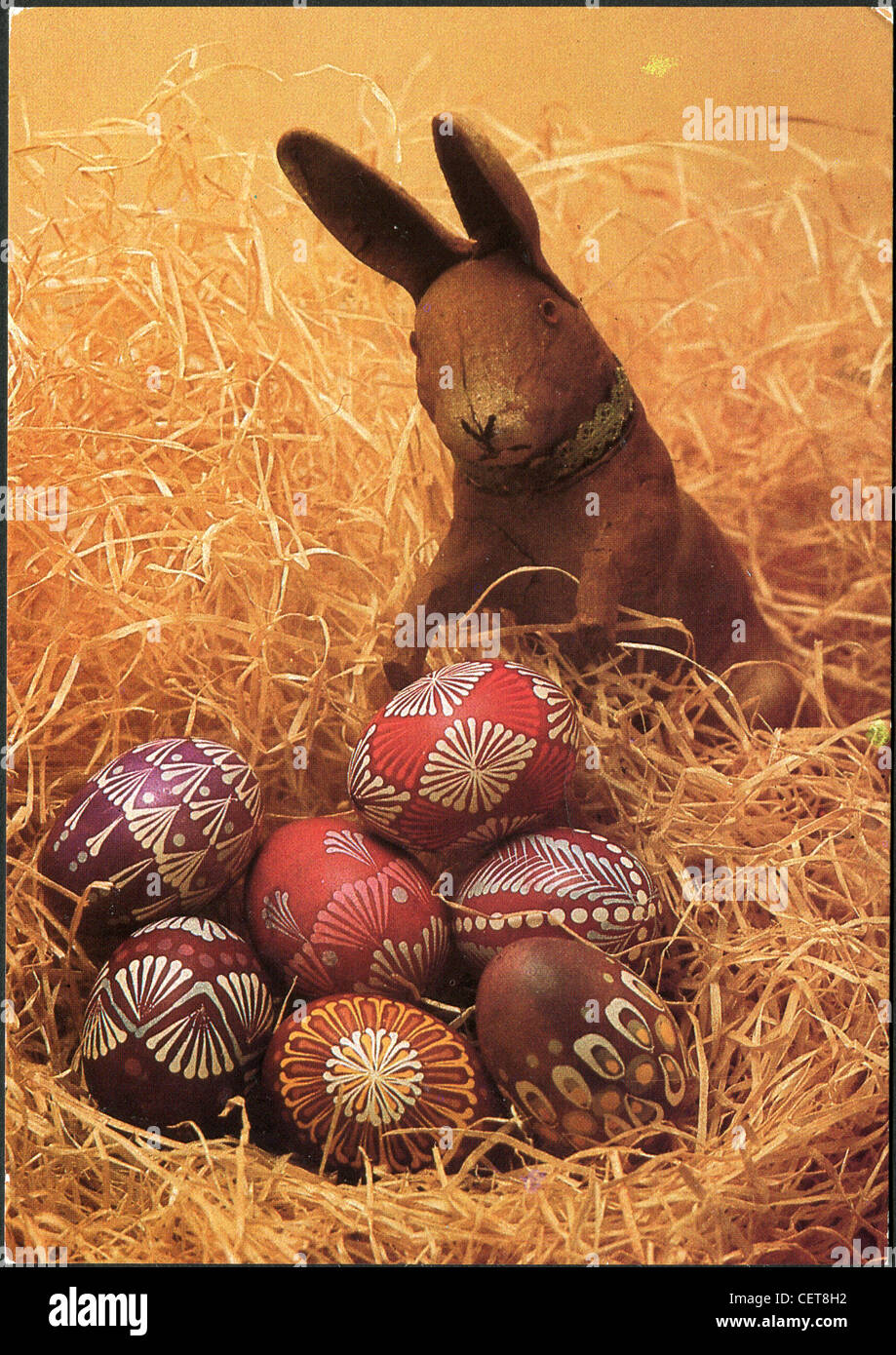 GERMANY - CIRCA 1987: Easter postcard printed in the GDR, is shown ...