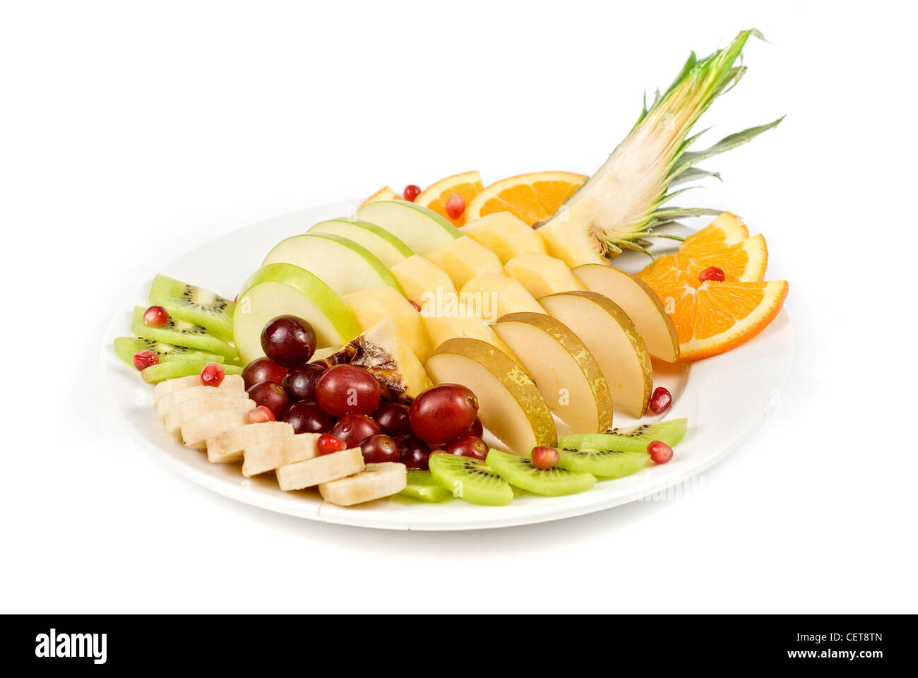 Fruit assortment closeup at plate on a white background Stock Photo - Alamy