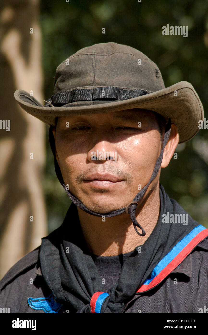 A Thai Border Patrol policeman is on duty in the rural village of Ban ...