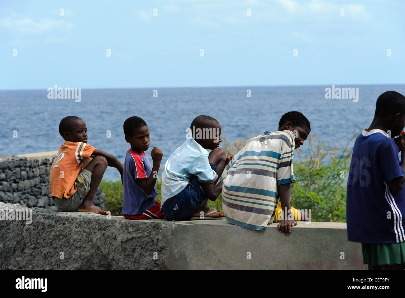 Children in Pedra Badejo Santiago, Cape Verde Islands, Africa Stock ...
