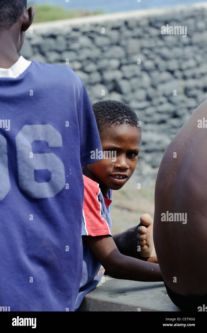 Children in Pedra Badejo Santiago, Cape Verde Islands, Africa Stock ...