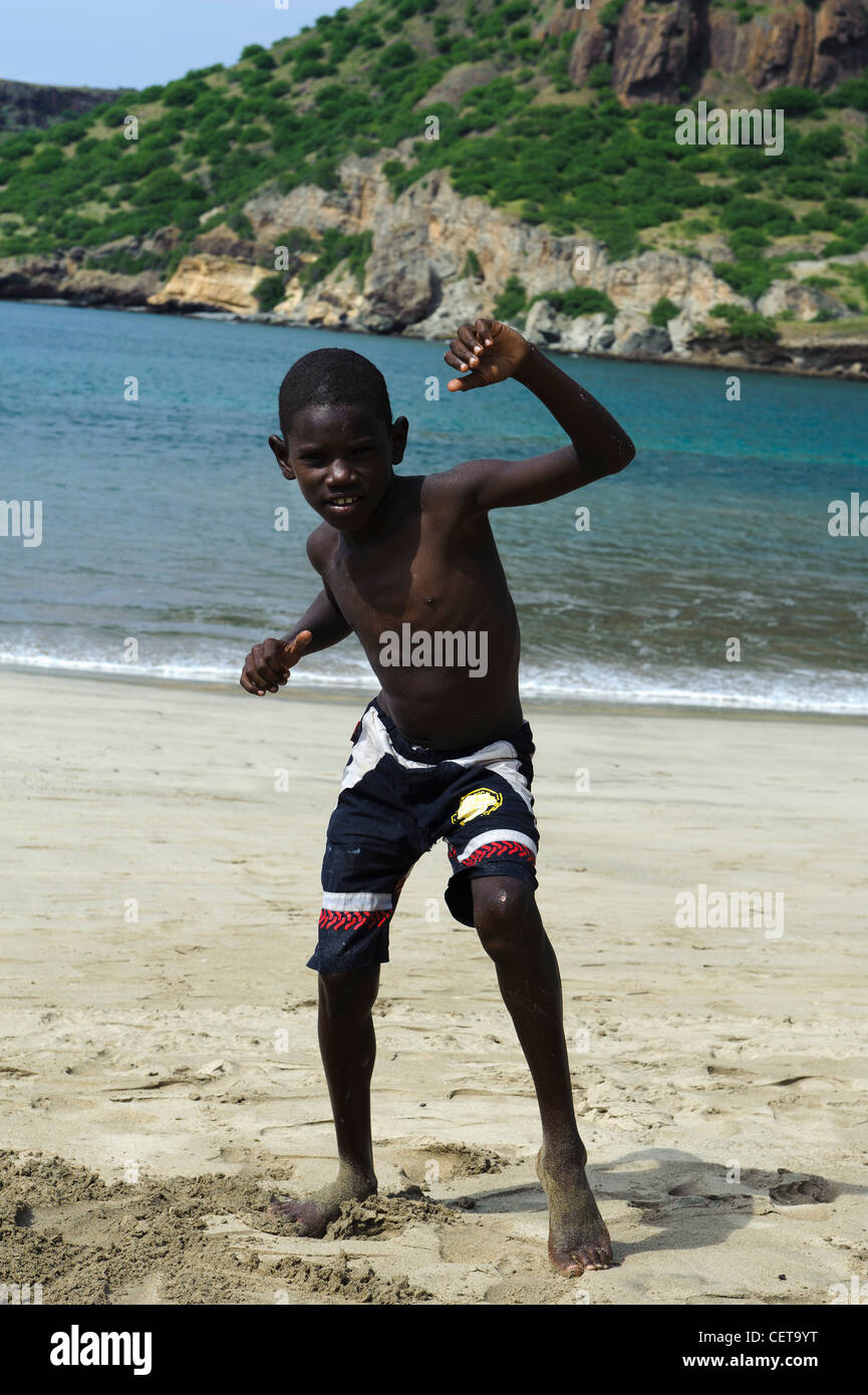Boy, Bay of Tarrafal, Santiago, Cape Verde Islands, Africa Stock Photo ...
