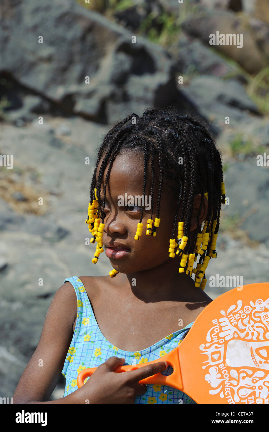 Girl, Bay of Tarrafal, Santiago, Cape Verde Islands, Africa Stock Photo ...