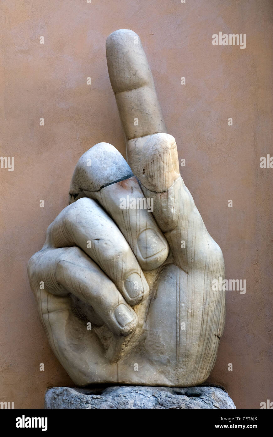 Hand of colossal statue of Constantine, courtyard of Palazzo dei ...
