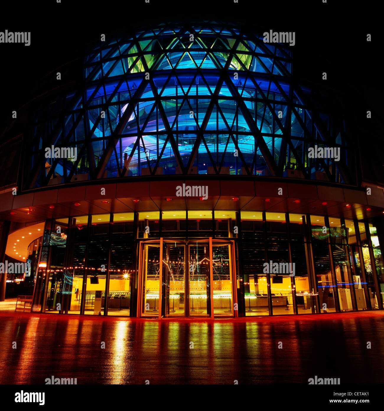City Hall at night. Headquarters of Greater London Authority, the ...