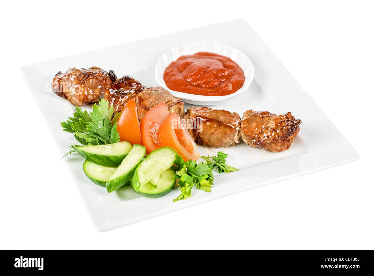 Fried kebab meat red Cut Out Stock Images & Pictures - Alamy
