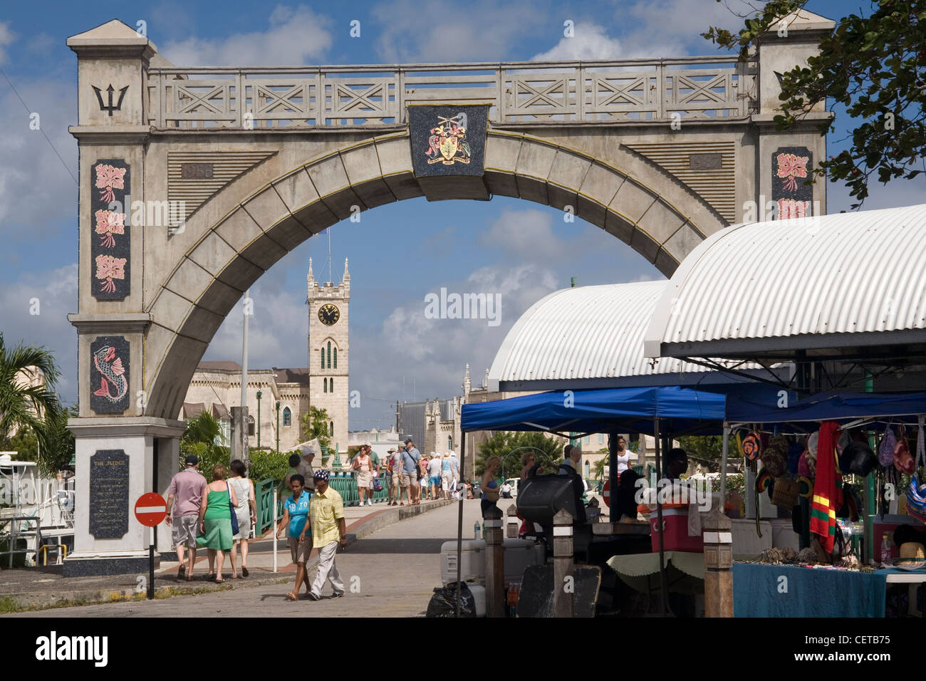 Caribbean Barbados Bridgetown, Careenage arch & Parliament building ...