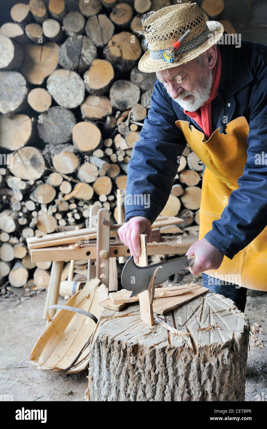 Traditional English woodworker at work Stock Photo - Alamy