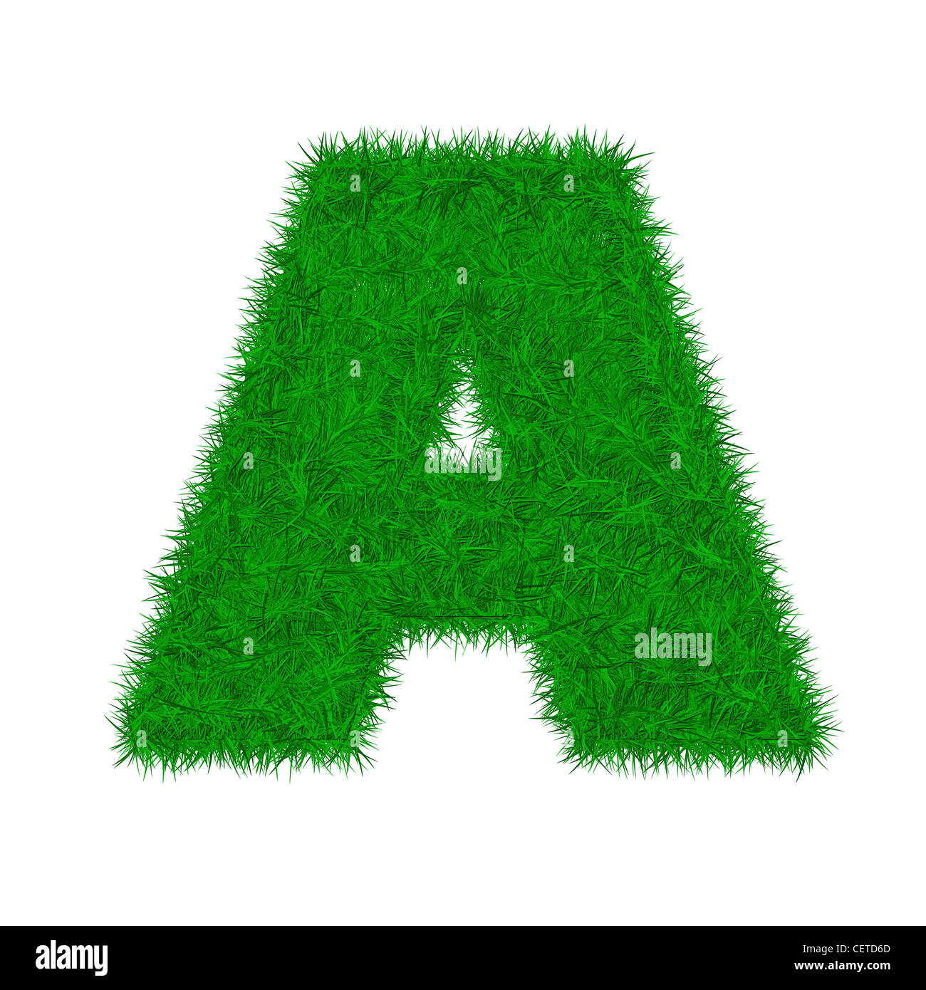 green grass letter font isolated o white background Stock Photo - Alamy