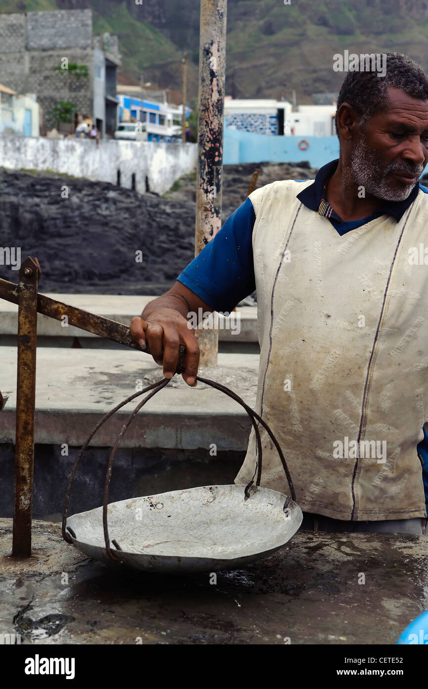 Fishmonger in Ponta do Sol, Santo Antao, Cape Verde Islands, Africa ...
