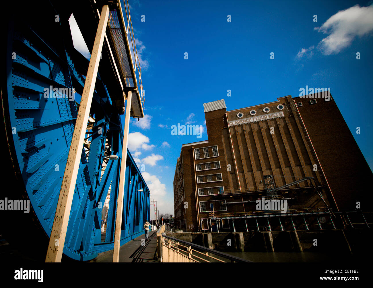 A view of waterfront buildings and the side of the Drypool Bridge in ...