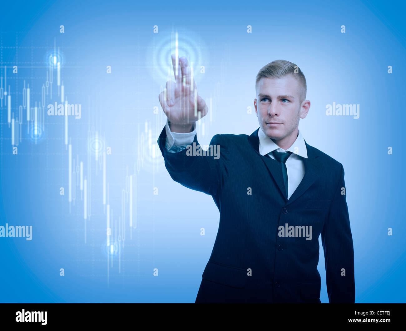 The trader, colorful currency trading concept with graph and ...