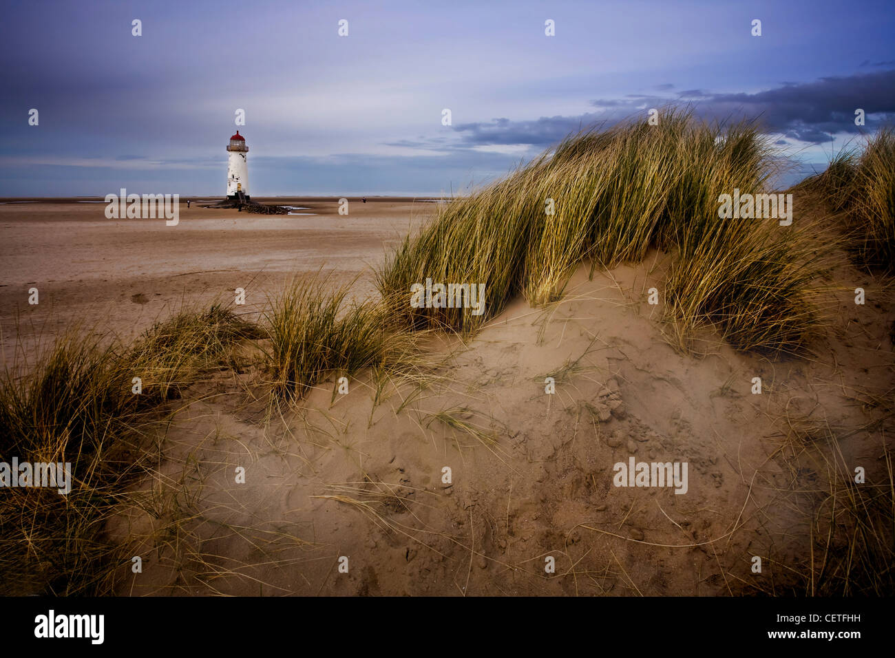 A view from the sand dunes to Talacre Lighthouse Stock Photo - Alamy