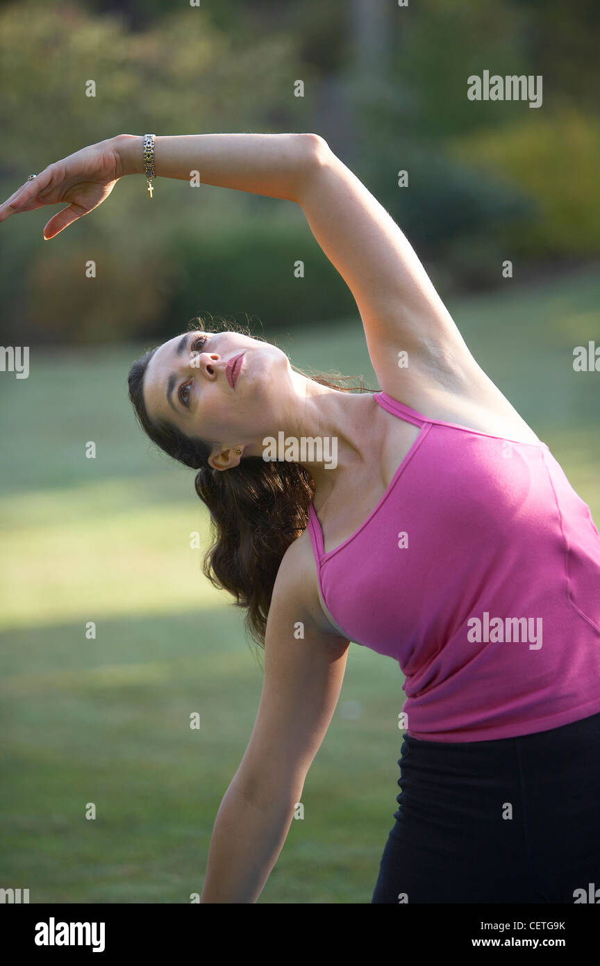 woman doing pilates excercises, Dorset, England, UK. (MR Stock Photo ...