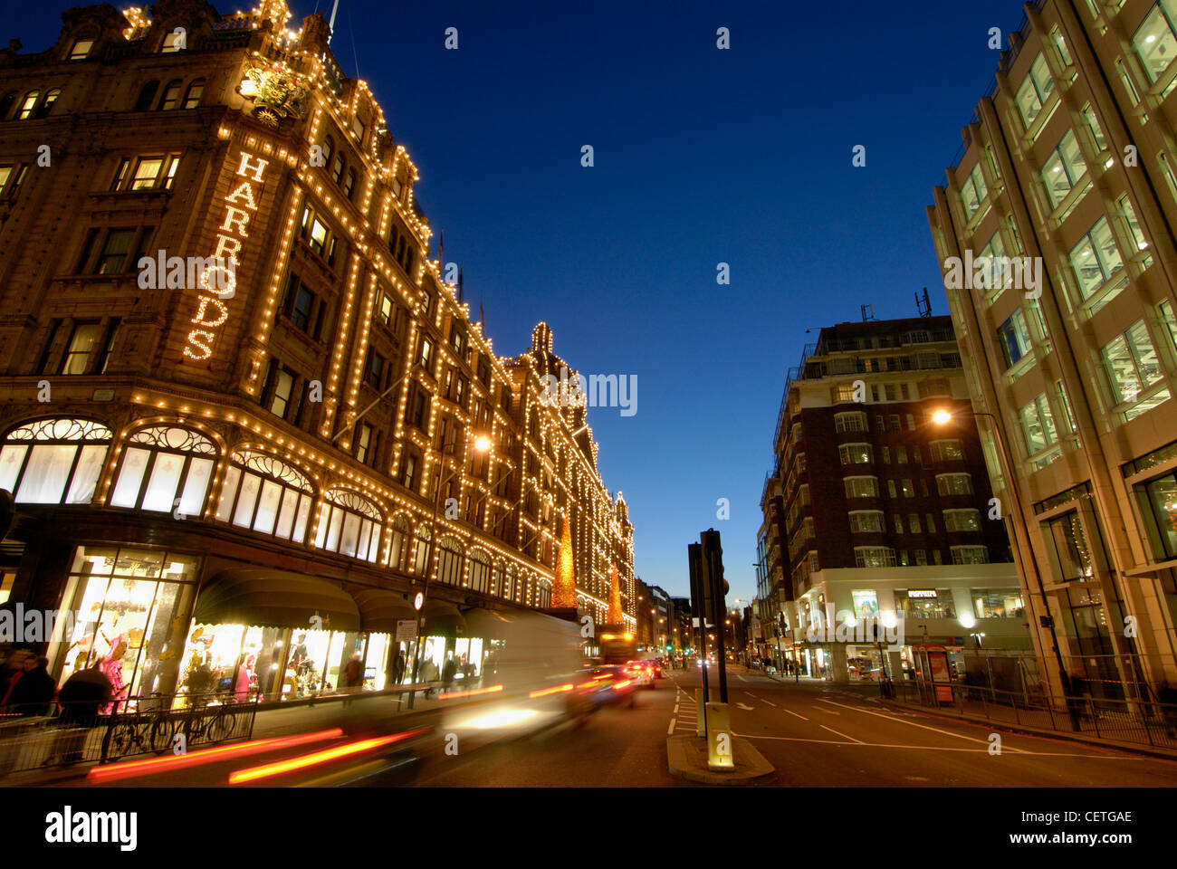 Harrods at night. The most famous store in the world with a motto which ...