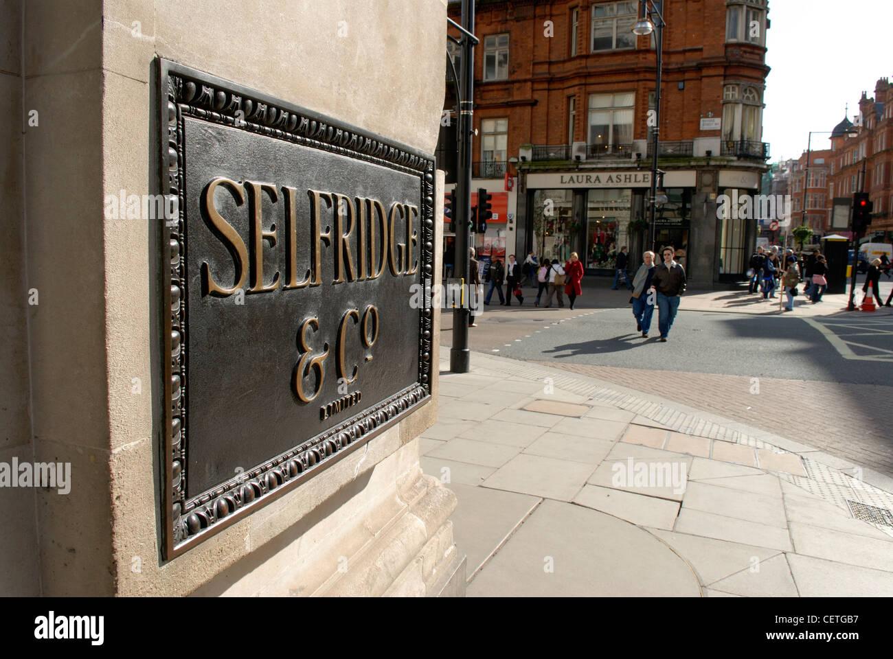 Detail of Selfridges sign. The development of Oxford Street as a prime ...