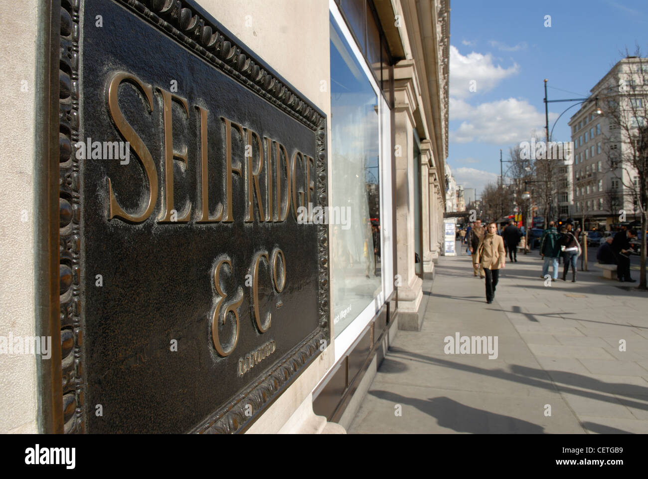 Detail of Selfridges sign. The development of Oxford Street as a prime ...