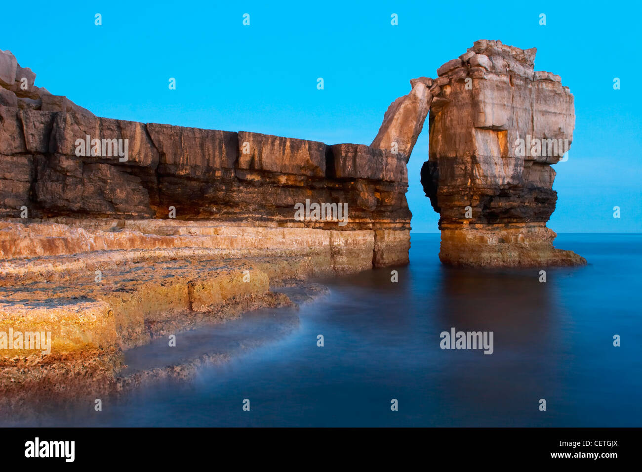 Pulpit Rock at the western edge of Portland Bill. A curious stone ...