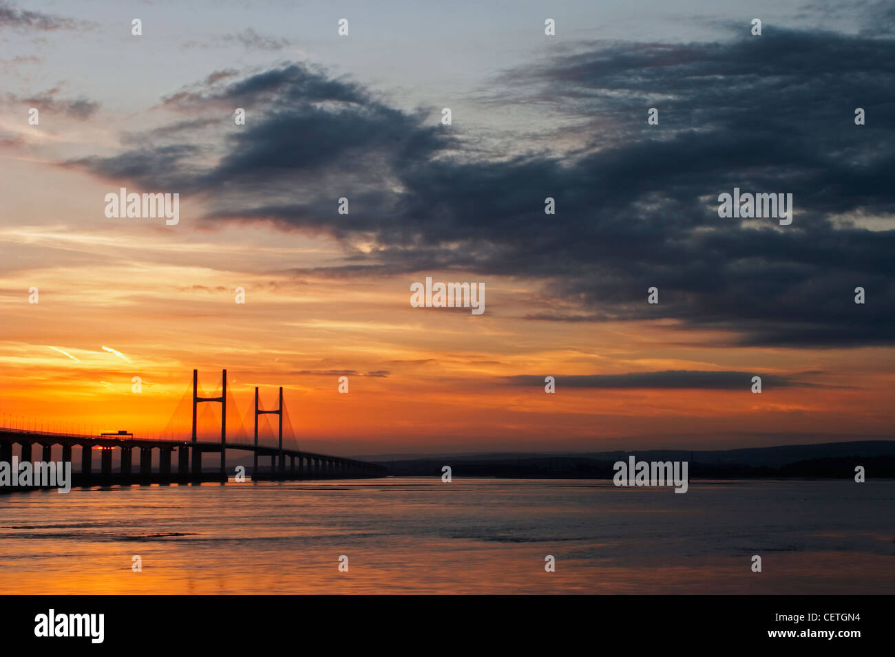 Second Severn Crossing at night. From 1966 to 1996, the original bridge ...