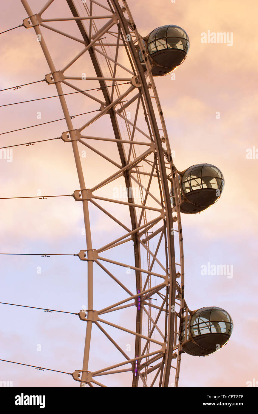 London Eye detail at sunrise. The British Airways London Eye is the ...