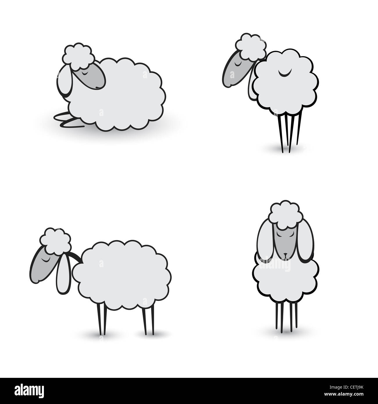 Three abstract gray sheep. Illustration on white background Stock Photo ...