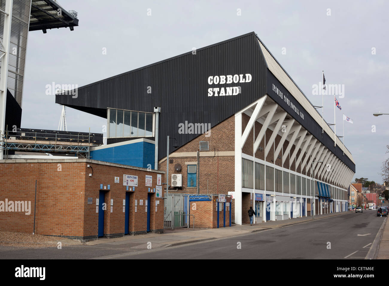 Outside the Ipswich Town football club Cobbold Stand in Portman Road ...