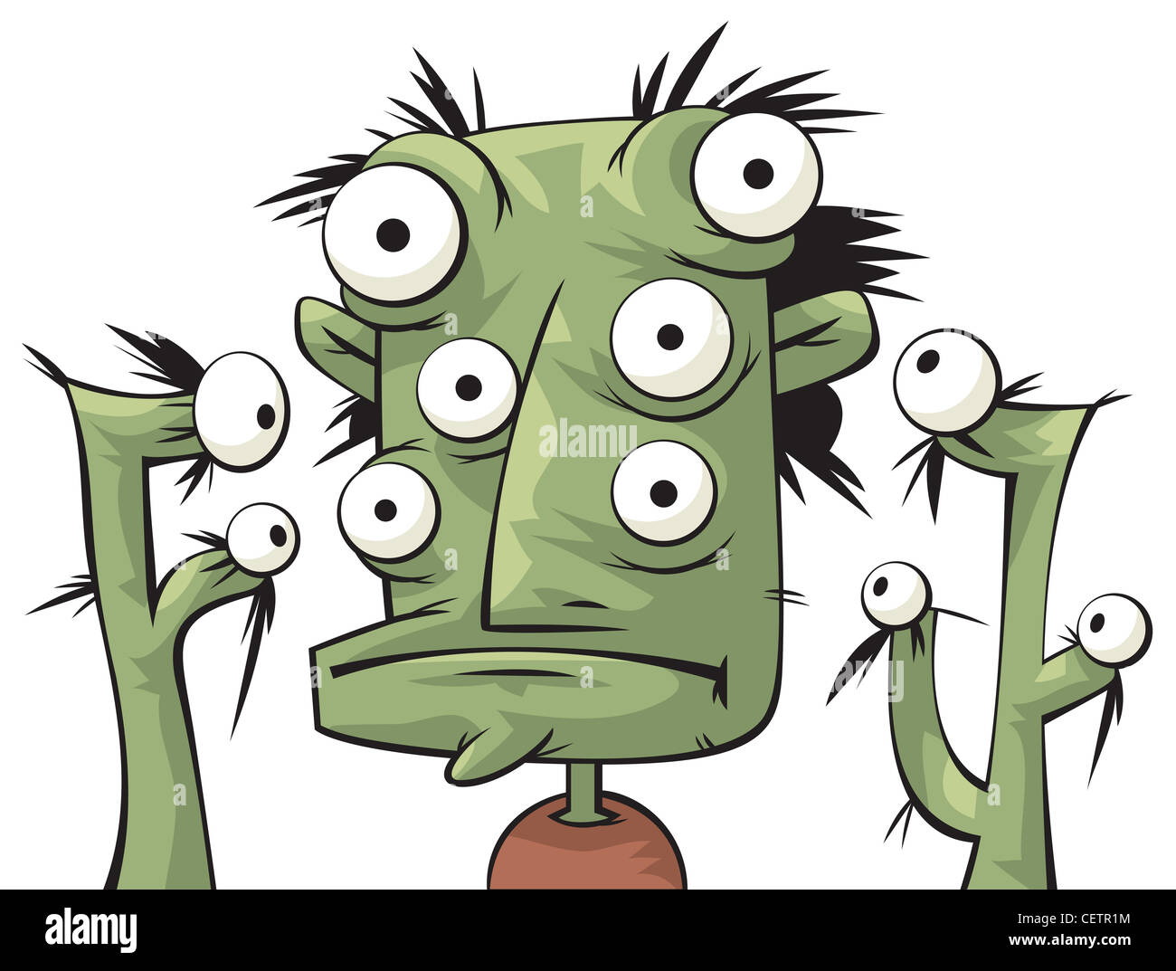 Three green heads of alien creatures Stock Photo - Alamy
