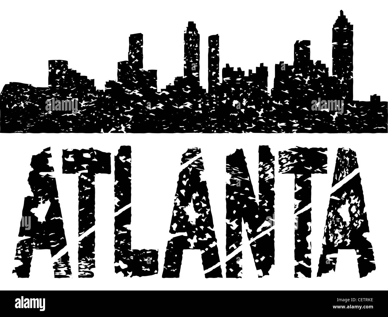 Grunge Atlanta skyline with text illustration Stock Photo - Alamy