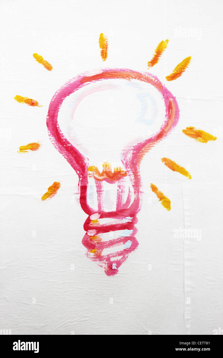 light bulb painting on white paper Stock Photo - Alamy