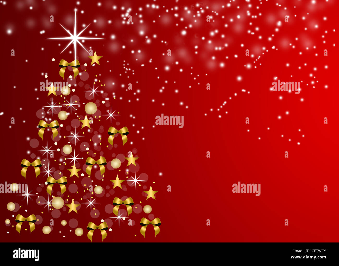 Christmas tree decorations on red background Stock Photo - Alamy