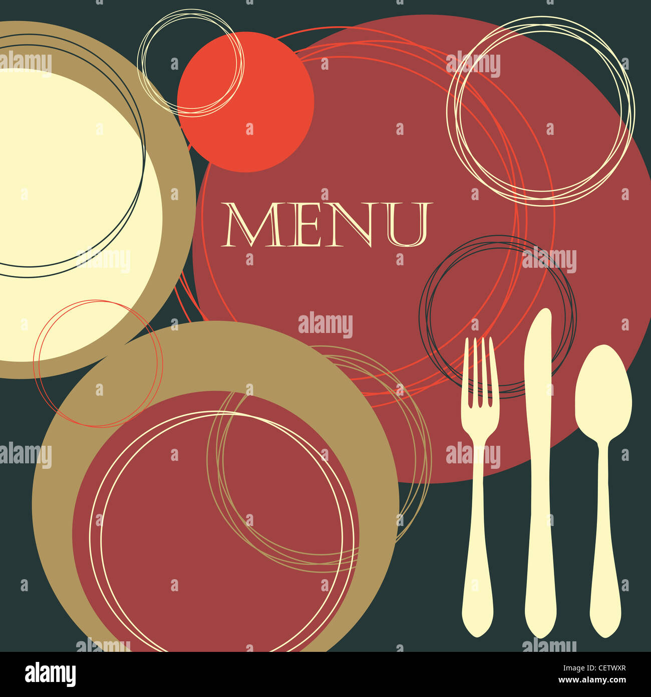 Retro style menu with spoon, knife and fork Stock Photo - Alamy