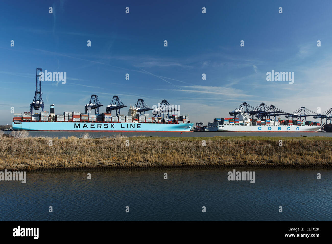 Shipping in Felixstowe Container Terminal in Suffolk,UK - the largest ...