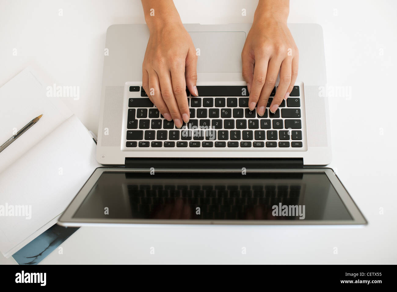 High angle shot woman typing hi-res stock photography and images - Alamy